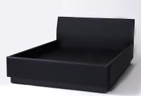 China Black Vinyl Fully Upholstered King Size Hotel Bedroom Bed With Black Laminate Base for sale