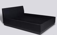 China Black Vinyl Fully Upholstered King Size Hotel Bedroom Bed With Black Laminate Base for sale