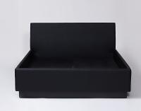 China Black Vinyl Fully Upholstered King Size Hotel Bedroom Bed With Black Laminate Base for sale