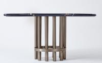 China Restaurant Wooden Dining Room Tables Luxury Oval Shape Port Laurent Marble Top for sale