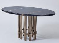 China Restaurant Wooden Dining Room Tables Luxury Oval Shape Port Laurent Marble Top for sale