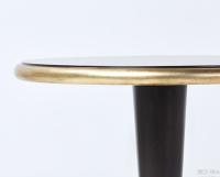 China Walnut Wood Veneer Round Dining Table With Solid Wood Edge And Gold Leaf Base for sale