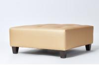 China Modern Square Shape Upholstered Button Tuffted Ottoman Coffee Table Solid Wood Legs for sale