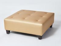 China Modern Square Shape Upholstered Button Tuffted Ottoman Coffee Table Solid Wood Legs for sale