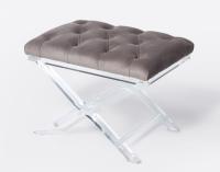 China American Classic Modern Bedroom Ottoman Bench Fabric Florida Acrylic Leg Foot Stool for sale