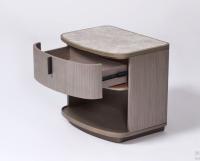 China Natural Marble Top Hotel Bedside Tables Quarter Cut Oak Wood Veneer Nightstand for sale