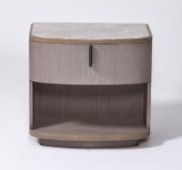 China Natural Marble Top Hotel Bedside Tables Quarter Cut Oak Wood Veneer Nightstand for sale