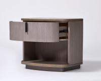 China Natural Marble Top Hotel Bedside Tables Quarter Cut Oak Wood Veneer Nightstand for sale