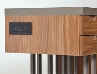 China Luxury HPL Laminate Metal Frame Hotel Writing Desk With 2 Drawers And Power for sale
