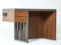 China Luxury HPL Laminate Metal Frame Hotel Writing Desk With 2 Drawers And Power for sale