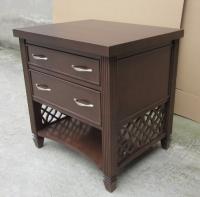 China Walnut Wood Veneer 2 Drawer Hotel Bedroom Night Stand Solid Wood Legs for sale