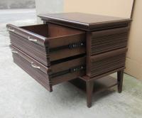 China Walnut Wood Veneer 2 Drawer Hotel Bedroom Night Stand Solid Wood Legs for sale