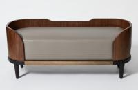 China Ritz Carlton Hotel Upholstered Bedroom Bench Walnut Wood Finish for sale