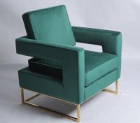 China Modern Gold Stainless Steel Legs Green Velvet Occasional Chair for sale