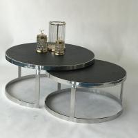 China Modern Round Oak Wood Top Stainless Steel Nesting Tables 20mm for sale
