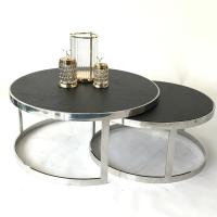 China Modern Round Oak Wood Top Stainless Steel Nesting Tables 20mm for sale