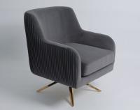 China European Grey Velvet Gold Stainless Swivel Accent Chair for sale