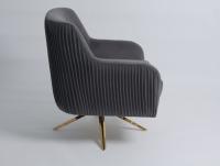 China European Grey Velvet Gold Stainless Swivel Accent Chair for sale