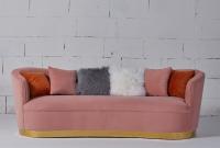 China Pink Velvet Fabric Living Room Sofa With Gold Stainless Steel Base for sale
