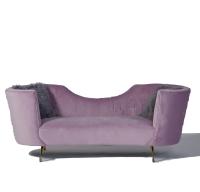 China Upholstery Unique Arc Baby Pink Curved Velvet Couch for sale