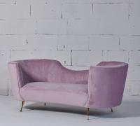 China Upholstery Unique Arc Baby Pink Curved Velvet Couch for sale