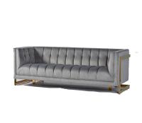 China Velvet Fabric Tufted Modern Living Room Sofa With Hallow Metal Legs for sale
