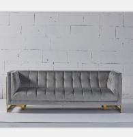 China Velvet Fabric Tufted Modern Living Room Sofa With Hallow Metal Legs for sale