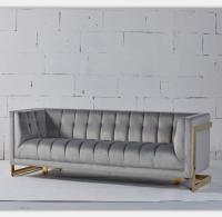 China Velvet Fabric Tufted Modern Living Room Sofa With Hallow Metal Legs for sale