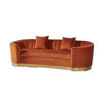 China European Style Modern Fabric Orange Velvet Curved Sofa for sale