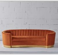 China European Style Modern Fabric Orange Velvet Curved Sofa for sale