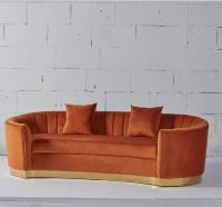 China European Style Modern Fabric Orange Velvet Curved Sofa for sale