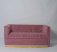 China Fashion Smoky Pink Velvet Tufted Sofa With Metal Base for sale