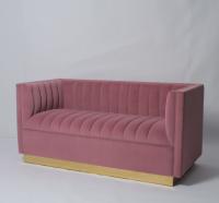 China Fashion Smoky Pink Velvet Tufted Sofa With Metal Base for sale