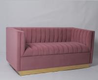 China Fashion Smoky Pink Velvet Tufted Sofa With Metal Base for sale