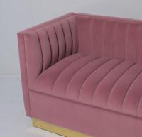 China Fashion Smoky Pink Velvet Tufted Sofa With Metal Base for sale