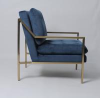 China Luxury Single Blue Velvet Deep Button Sofa With Hallow Metal Legs for sale