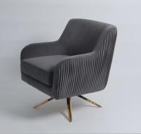 China Gold Stainless Steel Legs Modern Grey Velvet Armchair for sale