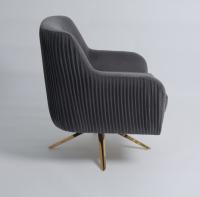 China Gold Stainless Steel Legs Modern Grey Velvet Armchair for sale