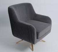 China Gold Stainless Steel Legs Modern Grey Velvet Armchair for sale