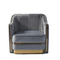China Light Luxury Style Velvet Fabric Single Sofa With Stainless Steel Decorated for sale