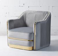 China Light Luxury Style Velvet Fabric Single Sofa With Stainless Steel Decorated for sale