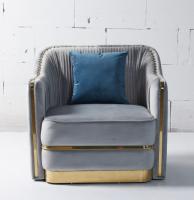China Light Luxury Style Velvet Fabric Single Sofa With Stainless Steel Decorated for sale