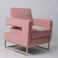 China Pink Velvet Living Room Leisure Arm Sofa Chair With Stainless Steel Legs for sale