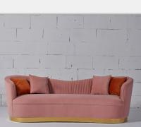 China Living Room Tufted Velvet Smoky Pink Sofa With Metal Base for sale