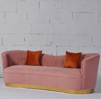 China Living Room Tufted Velvet Smoky Pink Sofa With Metal Base for sale