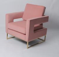 China Modern Living Room Furniture Velvet Pale Pink Sofa With Metal Frame for sale