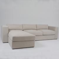 China Contemporary 3 Seater L Shape Fabric White Velvet Sectional Sofa for sale