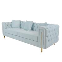 China Velvet Fabric 3 Seater Button Texture Living Room Sofa for sale