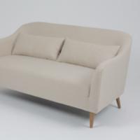 China Classic ODM Linen 2 Seater Sofa With Wooden Leg for sale