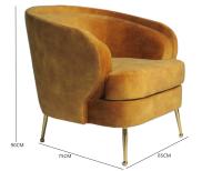 China Modern Gold Stainless Steel Legs 90cm Living Room Couches for sale